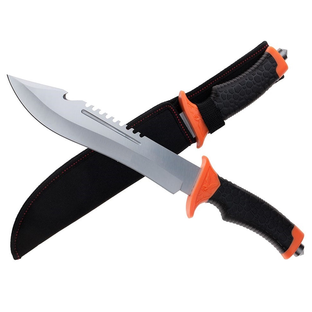 Cutit de vanatoare IdeallStore®, Camping Helper, negru 36 cm, teaca ...