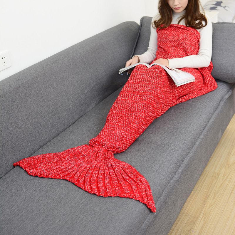 Patura coada de sirena, Acril, 80x180 cm, Rosu - eMAG.ro