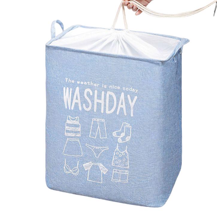 Cos pentru Rufe, Textil, Pliabil, 30x40x60 cm, volum 72 litri, albastru ...