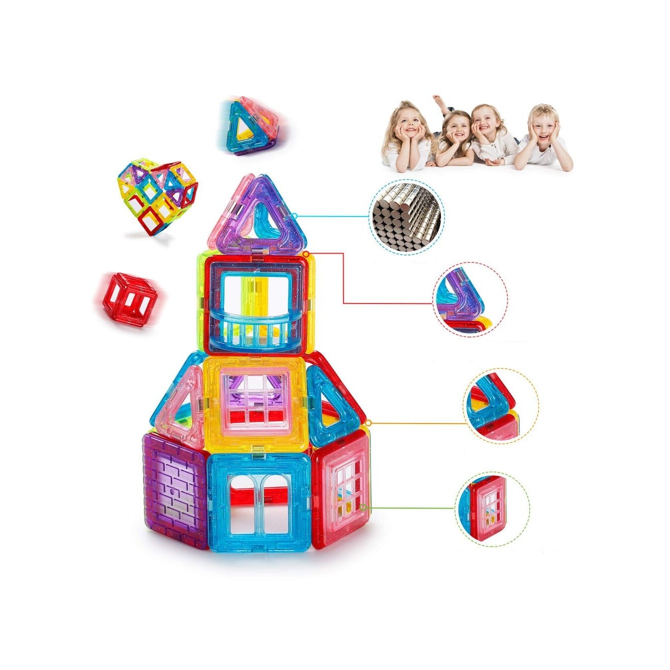 Интелигентен конструктор MAGNETIC CONSTRUCTION idealSTORE, Включва 106 ...