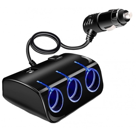 Priza auto cu 5 intrari neon buton On/OFF 120W oleson 1506 - eMAG.ro