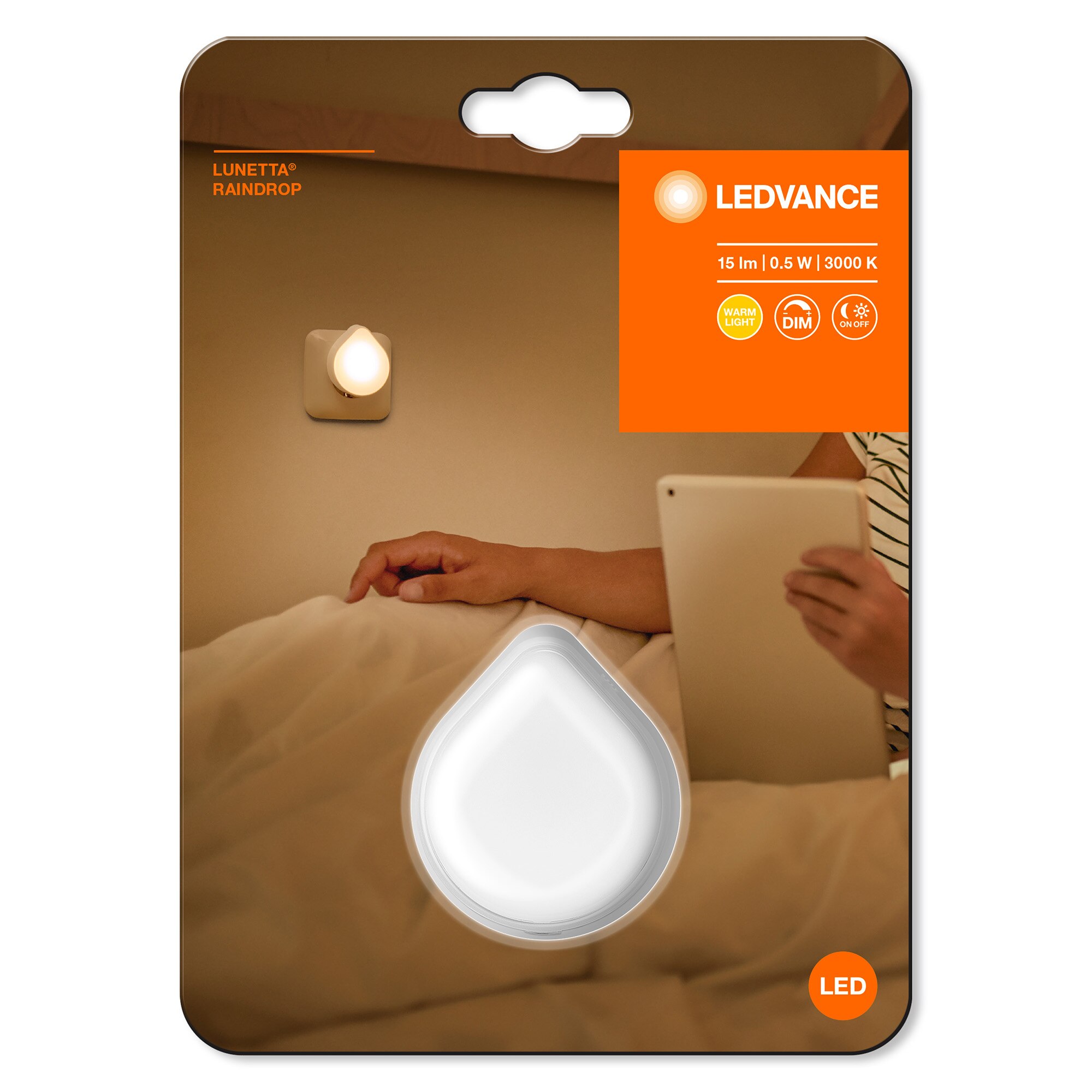 Lampa LED de veghe Ledvance Lunetta Raindrop, dimabila, 0.5W, 15 lm ...