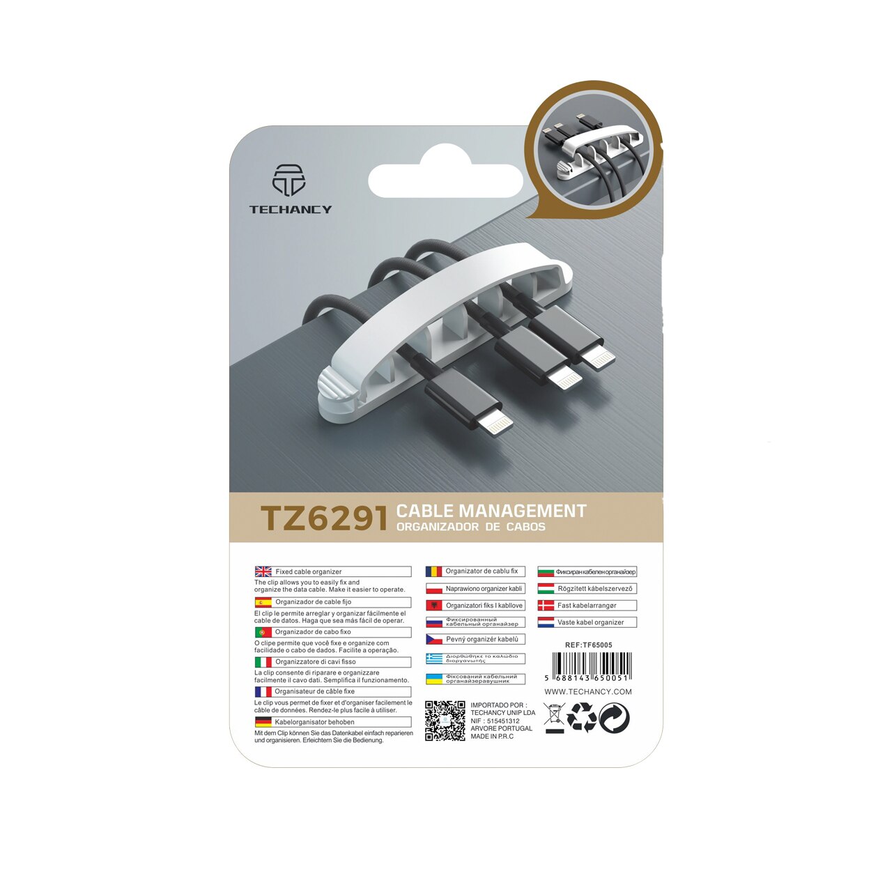 Organizator fix de cabluri birou, Techancy, alb - eMAG.ro