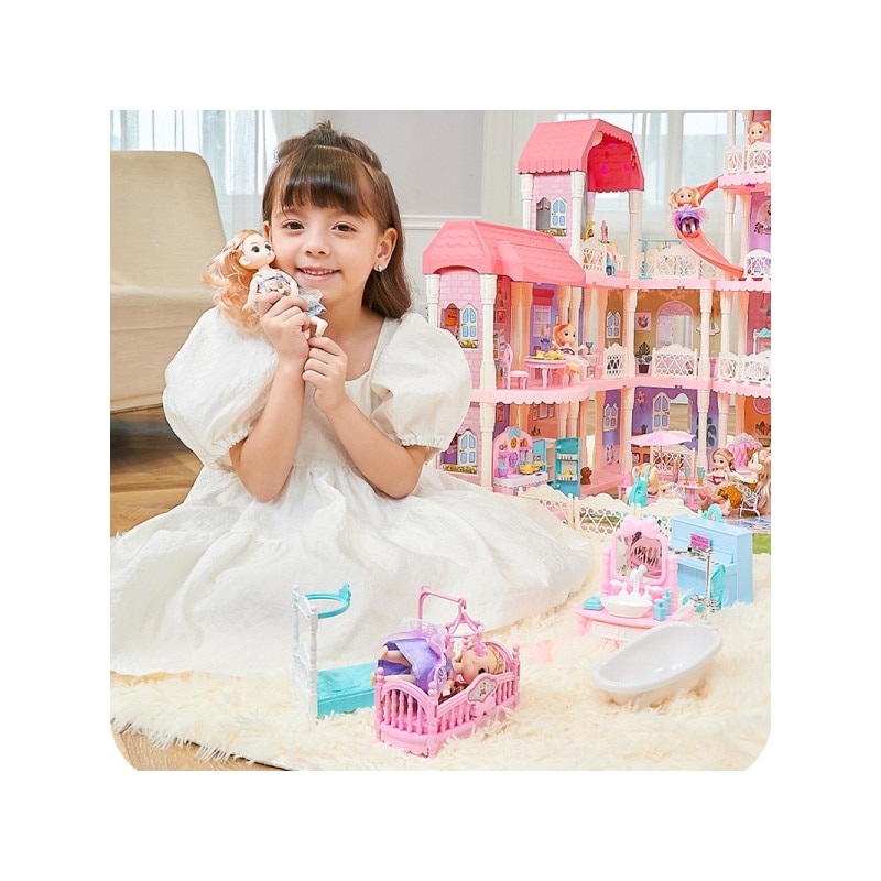 Set castel de papusi pe 4 etaje cu mobilier si multiple accesorii ...