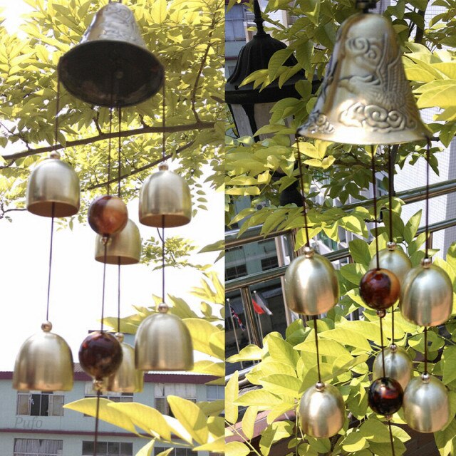 Clopotel de vant cu floare de campanula si 6 clopotei pentru casa sau ...