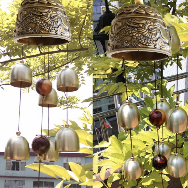 Clopotel de vant cu floare de campanula si 6 clopotei pentru casa sau ...