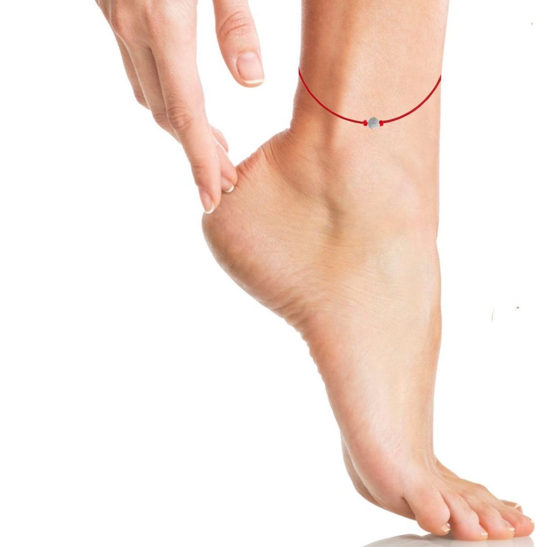 Bratara pentru Picior Glezna cu Bila Argint 925 Reglabila Snur Rosu ...