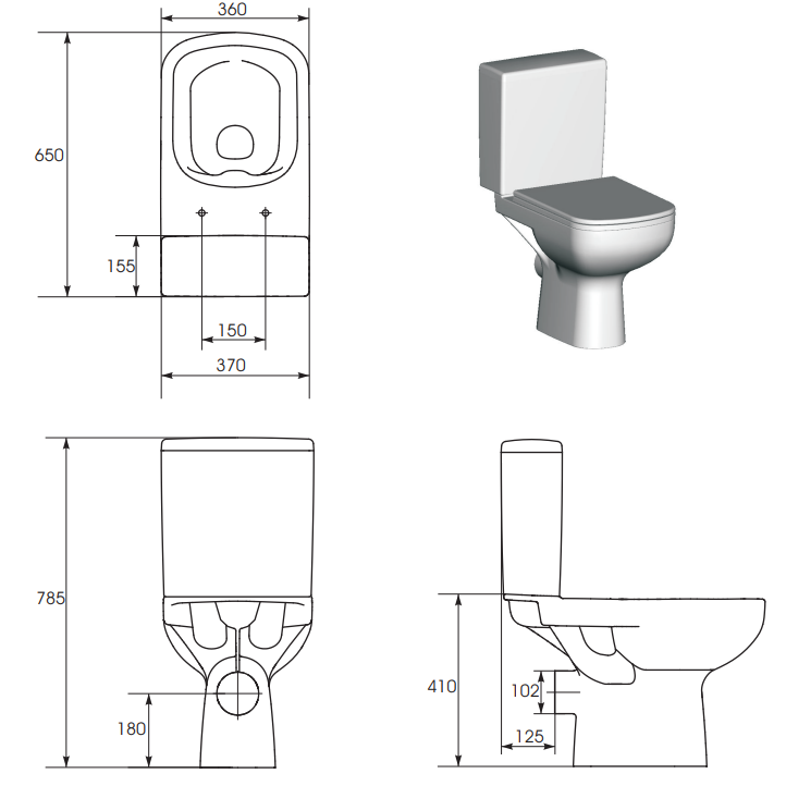 Pachet vas WC Cersanit Compact Colour 574 K103-027, sistem spalare 3/5 ...