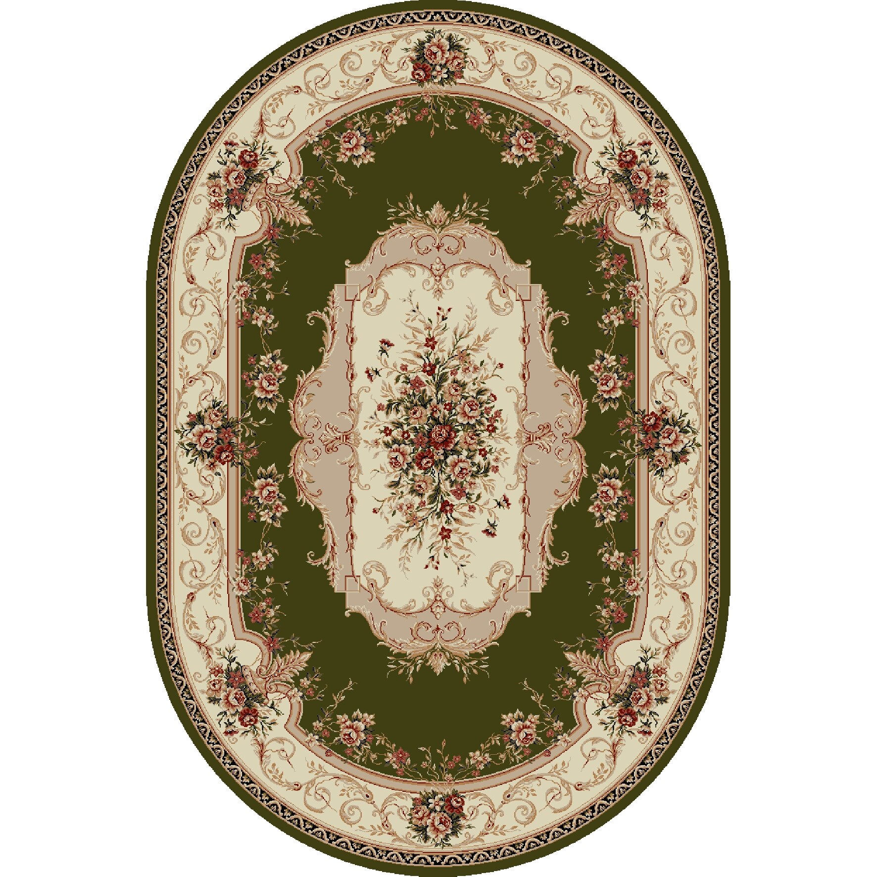 Covor Clasic, Lotos 507, Verde, Oval, 200x300 cm - eMAG.ro