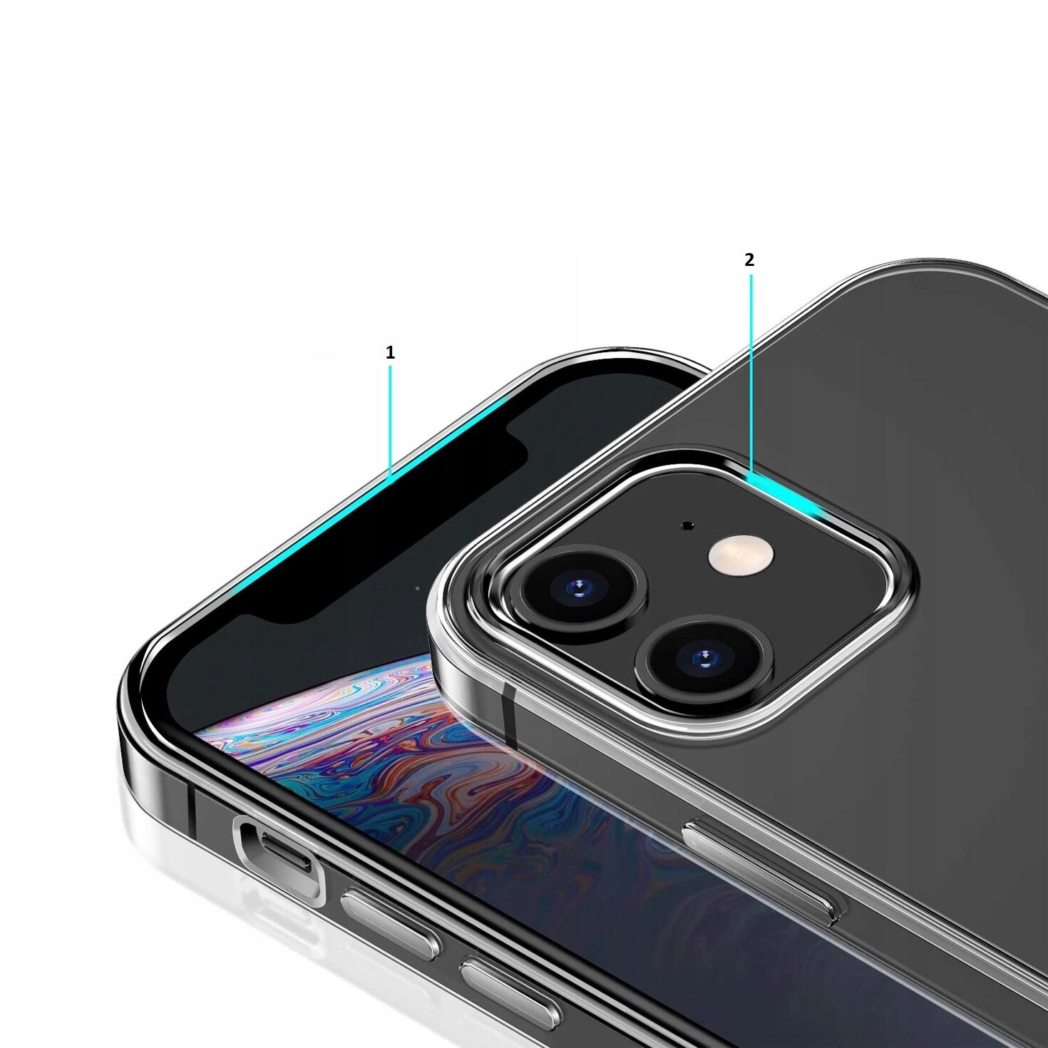 Set husa si folie de protectie, IPHONE 12 MINI Poliuretan/Sticla ...