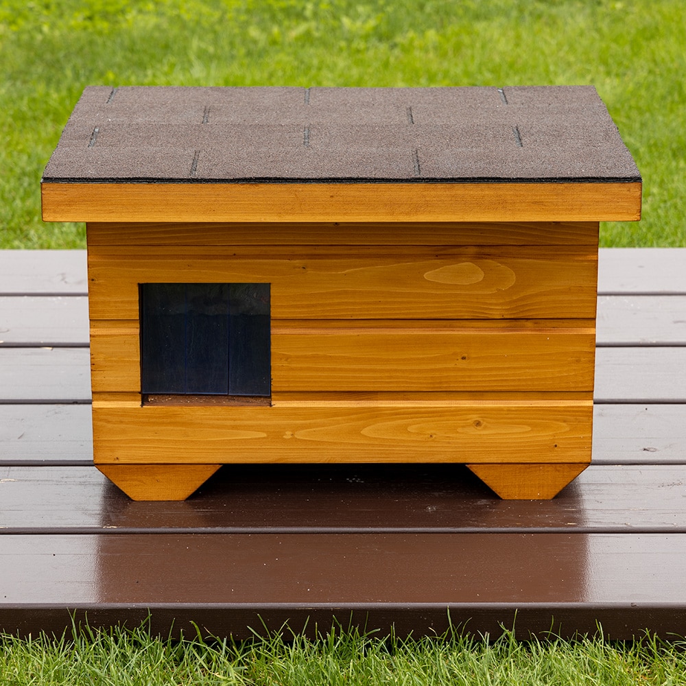 Cusca pisica, pentru exterior, izolata termic, lacuita, usa PVC - eMAG.ro