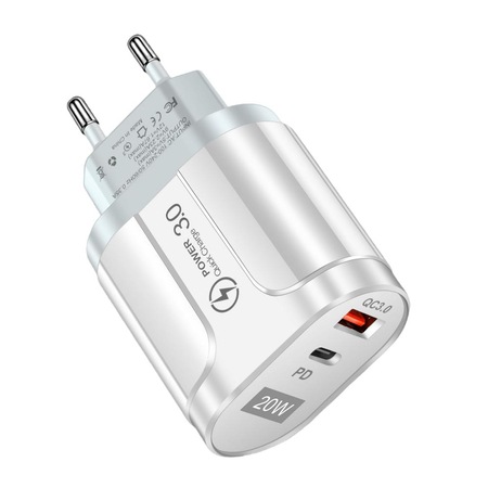 Adaptor priza, Uazeo, 20W, Tip C, USB 3.0, Super Fast Charger, Alb ...