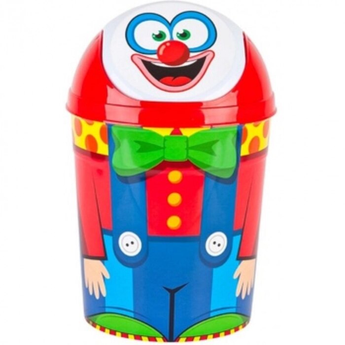 Cos de gunoi cu capac rabatabil, pentru copii, Happy, model clown, 4 L ...
