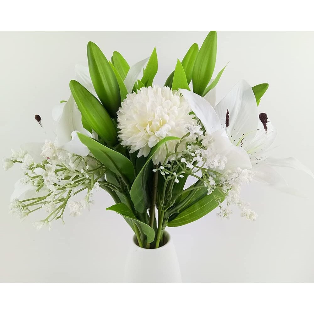 Set 5 Buchete De Crin Artificial Alb Din Latex Pentru Decor, Lungime 38 ...