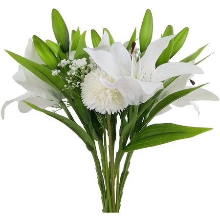 Set 5 Buchete De Crin Artificial Alb Din Latex Pentru Decor, Lungime 38 ...