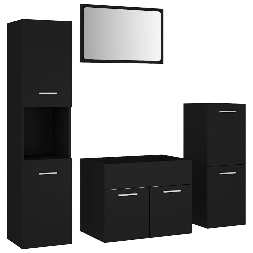 Set mobilier de baie vidaXL, negru, PAL, 60 x 38,5 x 46 cm - eMAG.ro