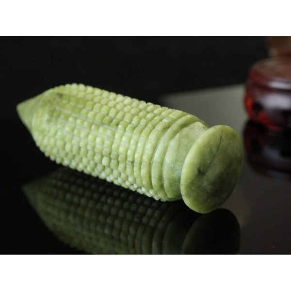 Roller, jad verde, zimtat, pentru masaj si presopunctura, 10.5 x 3 cm ...