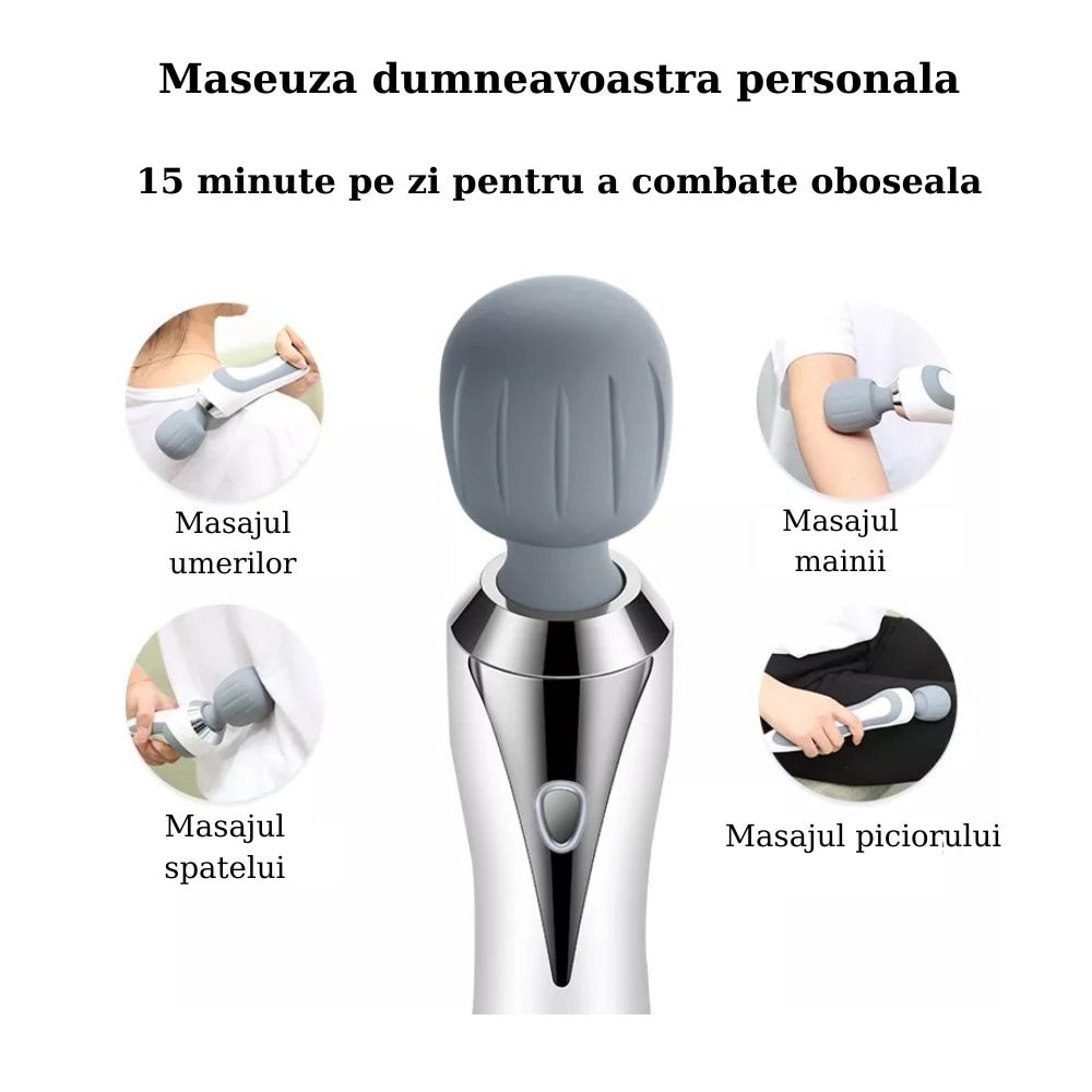 Aparat de masaj corporal cu vibromasaj, Portabil, Fara fir, pentru Cap ...