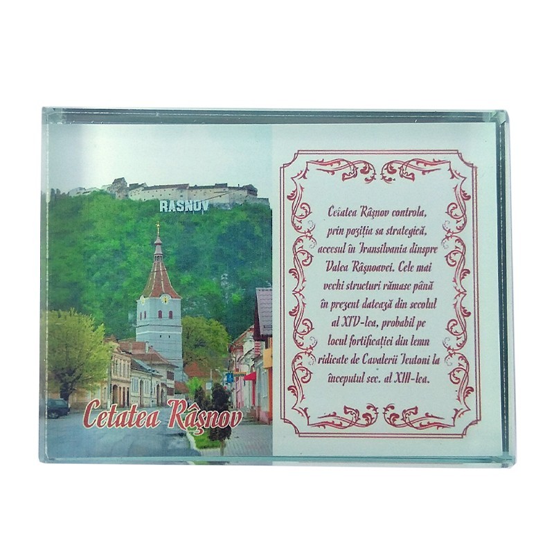Prisma din sticla cu imagini fata-verso din Cetatea Rasnov, M5, 8x6 cm ...