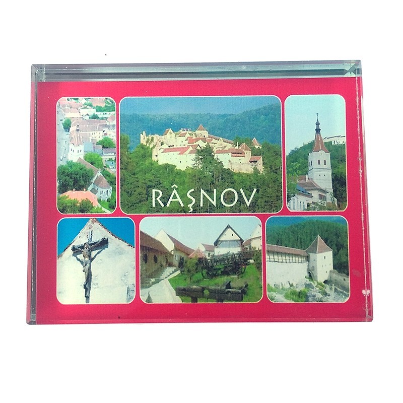 Prisma din sticla cu imagini fata-verso din Cetatea Rasnov, M8, 8x6 cm ...