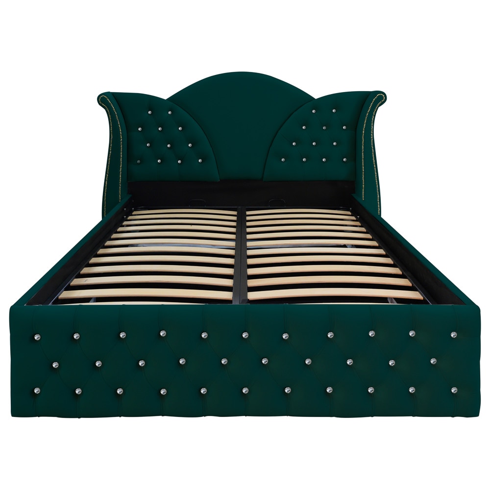 Pat dublu tapitat model Florida cu nasturi sticla 180/200 cm verde cu ...