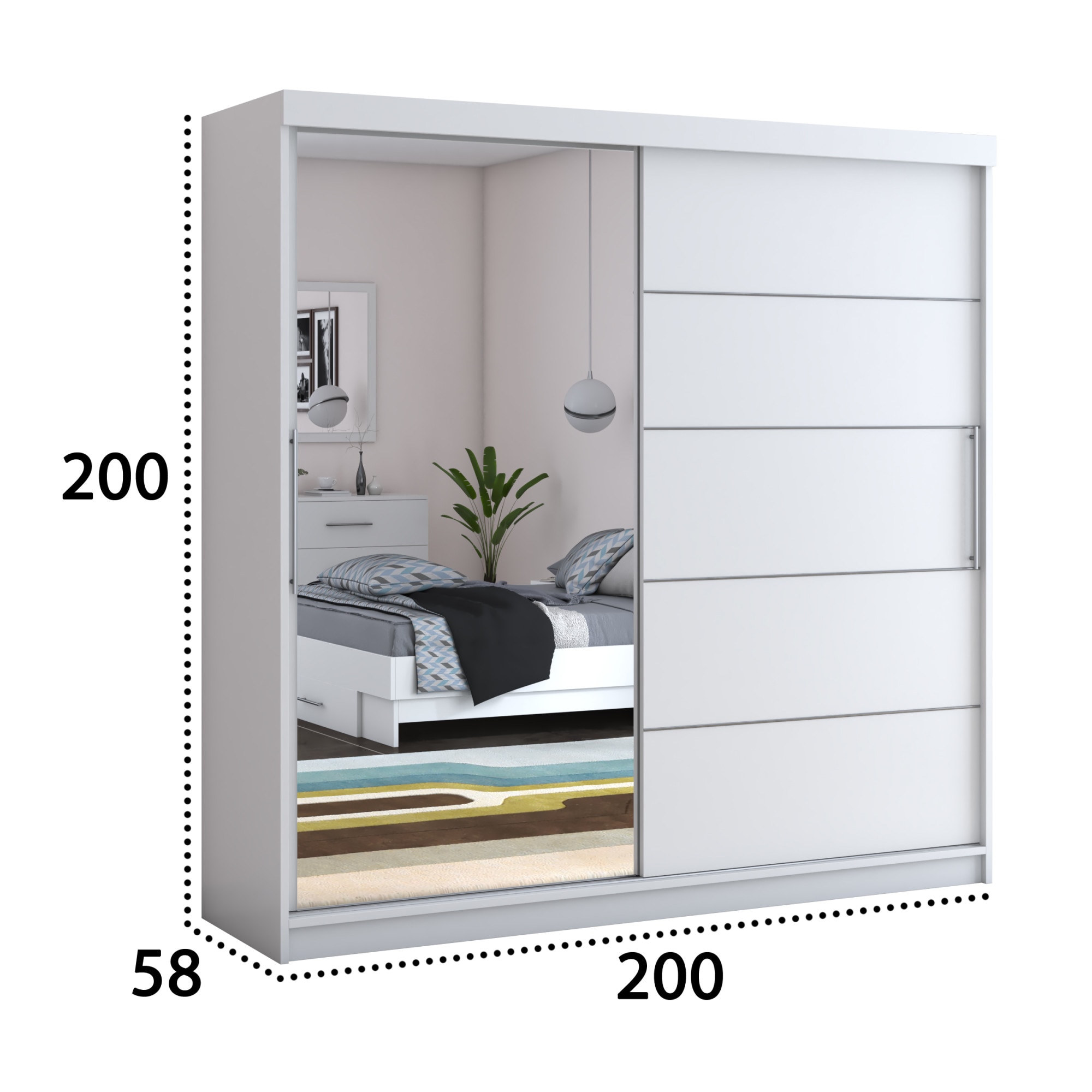 Dressing Beta alb 200x200x58 cm cu oglinda - eMAG.ro