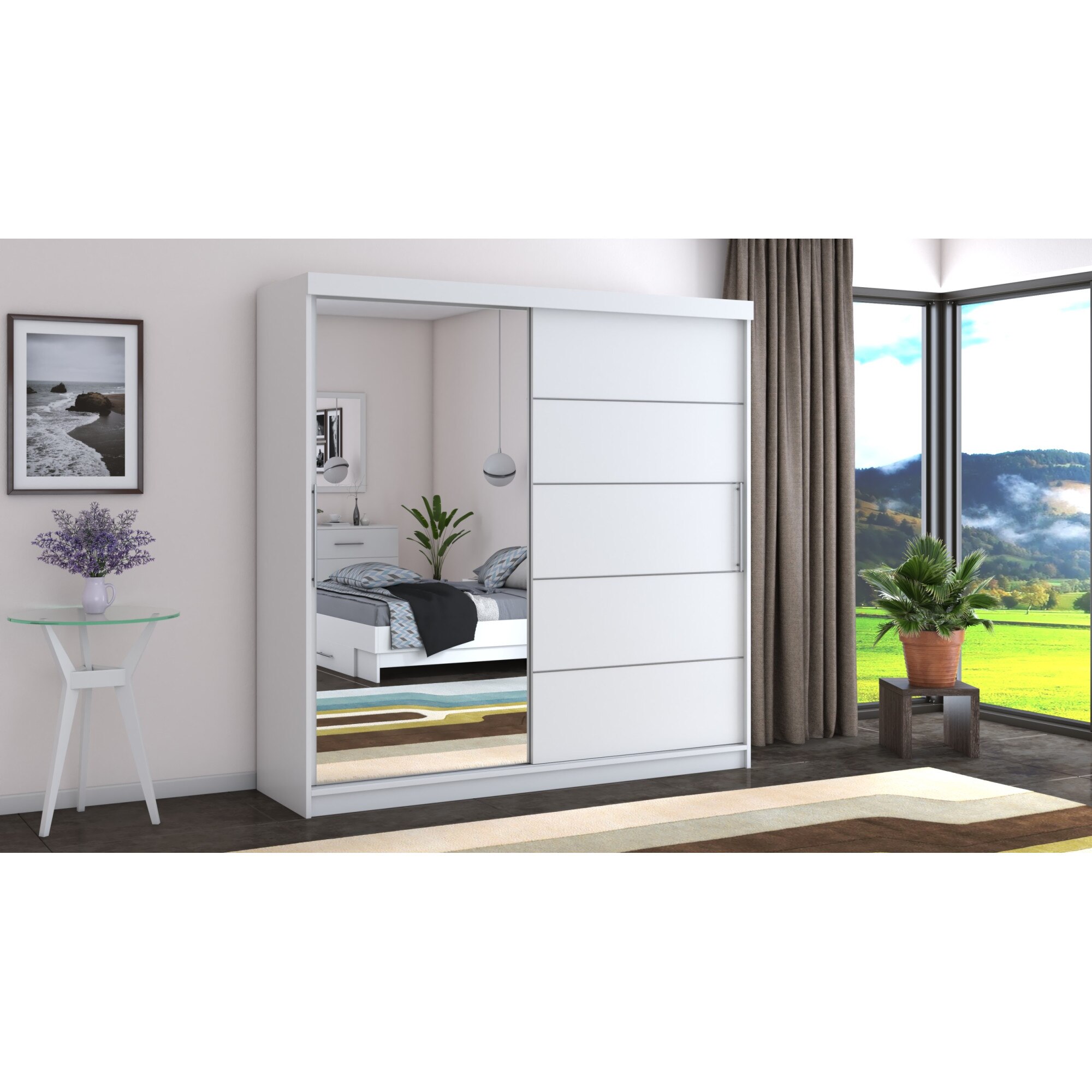 Dressing Beta alb 200x200x58 cm cu oglinda - eMAG.ro