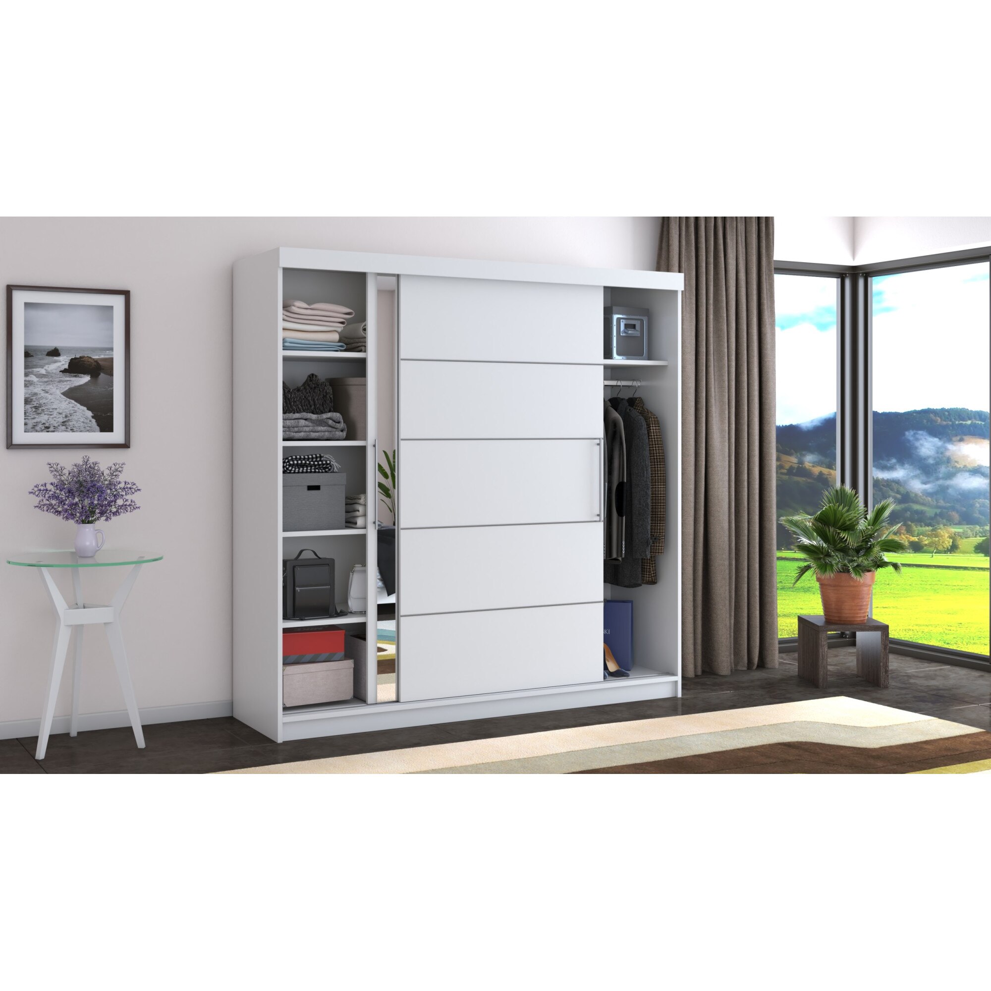 Dressing Beta alb 200x200x58 cm cu oglinda - eMAG.ro