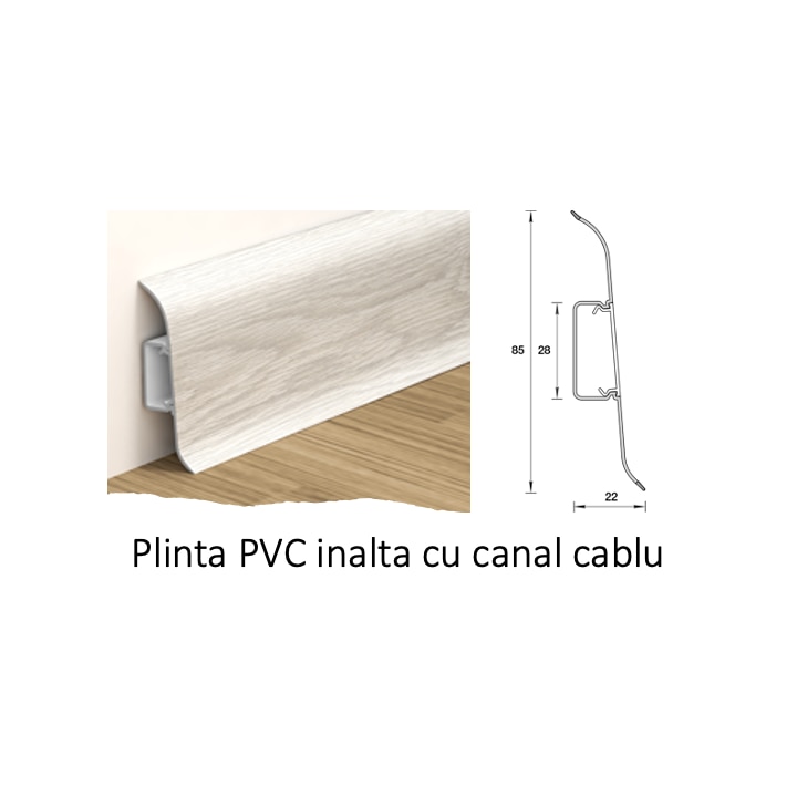 Plinta PVC cu canal cablu inalta, Classic 85-001 alb - eMAG.ro