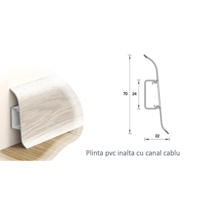 Plinta PVC cu canal cablu inalta, Classic 70-001 - eMAG.ro