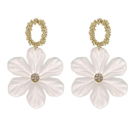 Cercei dama, floare alba, cristale semipretioase, aurii, EFAYN - eMAG.ro