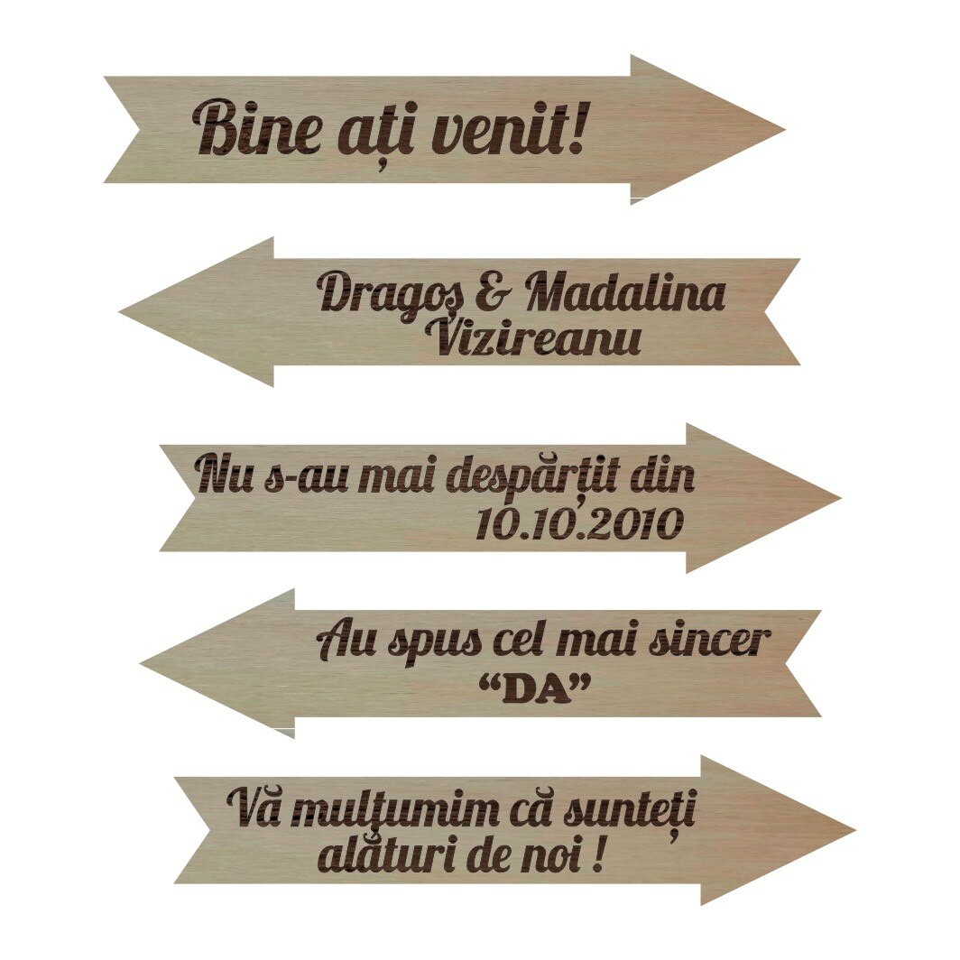 Set Pancarte Bine Ati Venit, Personalizate, Nunta, Lemn Natur, PNBV003 ...
