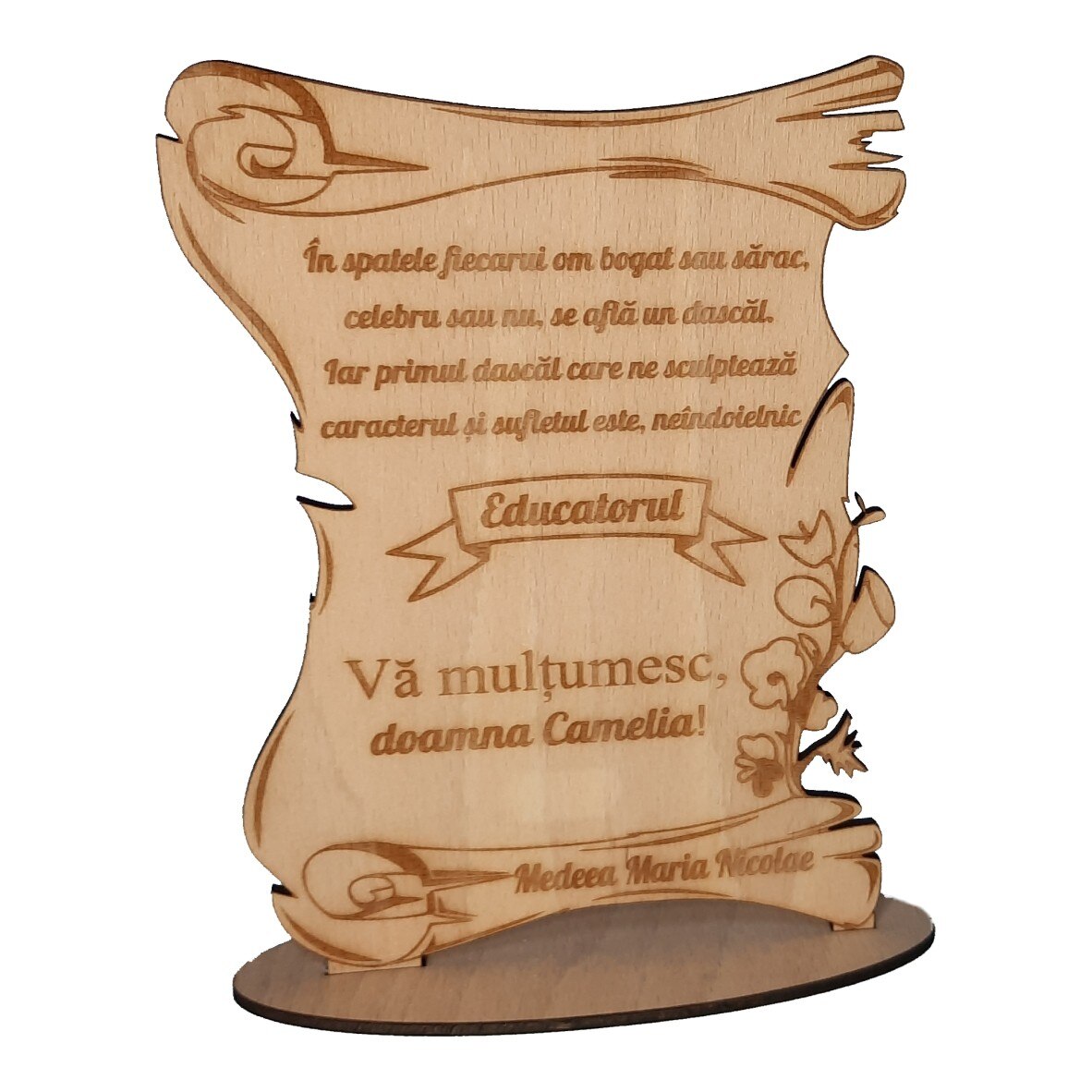 Decoratiune Cadou, Educatoare, Personalizata, Lemn, 20x15cm, DCPS001 ...