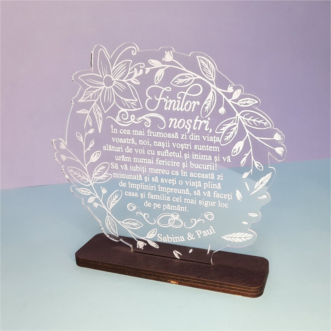 Decoratiune Cadou, Fini, Personalizata, Plexiglas Transparent, 21x20cm ...