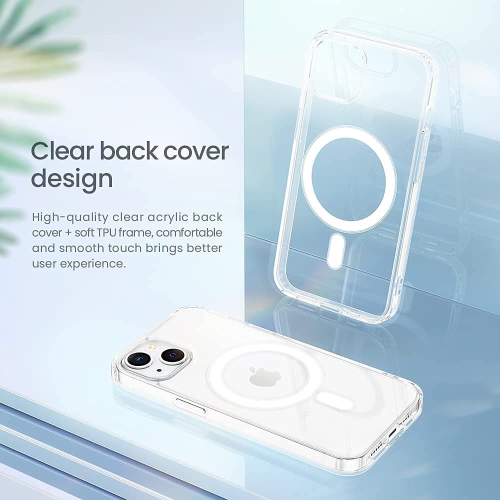 Set cu husa transparenta MagSafe si folie sticla camera, MorFansi ...