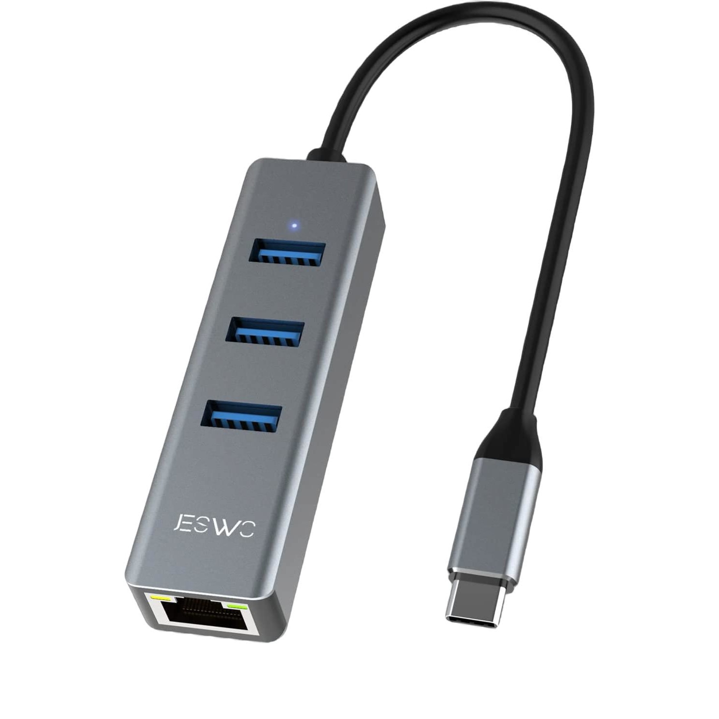 Hub USB C, JESWO, Port Ethernet, 3 porturi USB 3.0, Gri - eMAG.ro