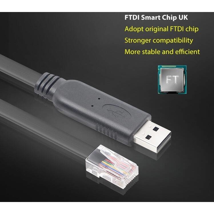 OEM USB konzolkábel, 1,8 m, RJ45 FTDI chippel, fekete - eMAG.hu