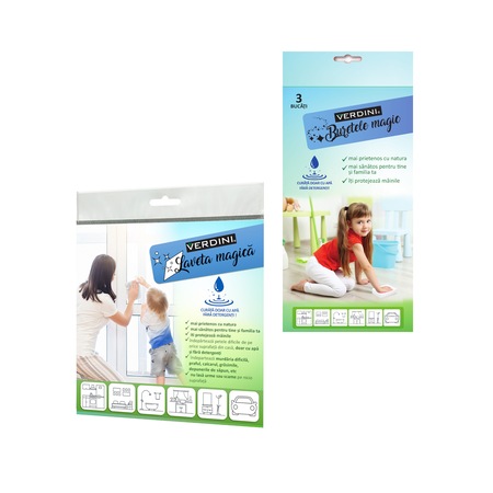 Set o Laveta magica si un set de 3 Bureti magici, universal, Alb ...