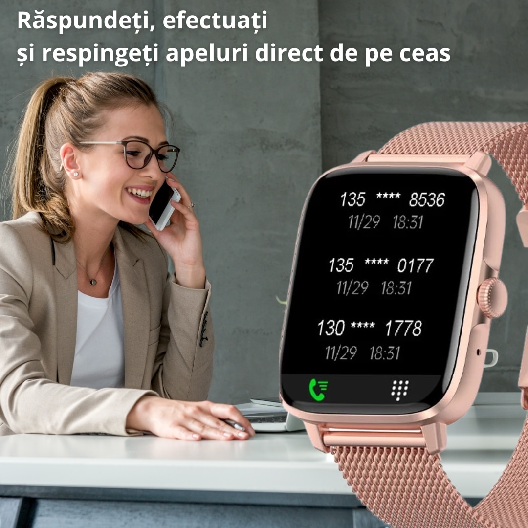 Ceas Smartwatch si Bratara Fitness, Notificari Apeluri/Sms/Social Media ...