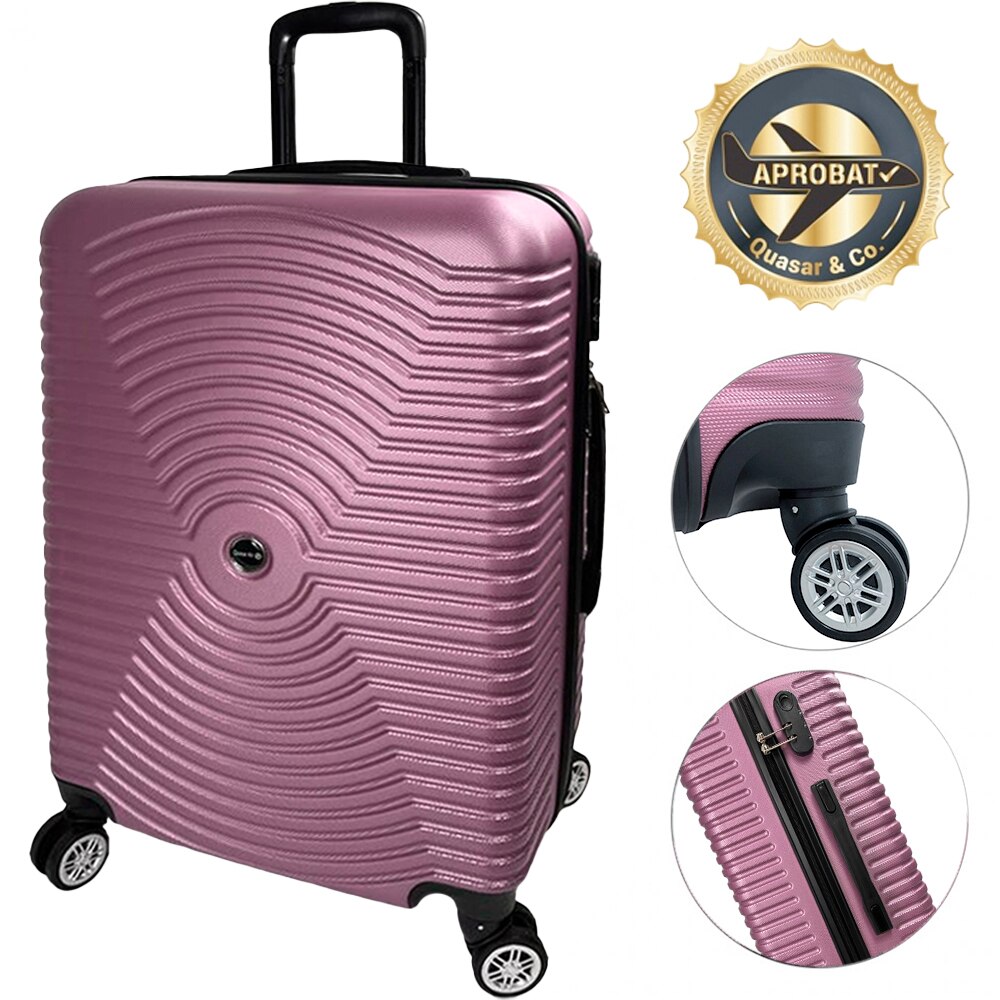 Set 3 trolere, Quasar & Co.®, Model Air Circle, ABS, roz pudrat, Mic ...