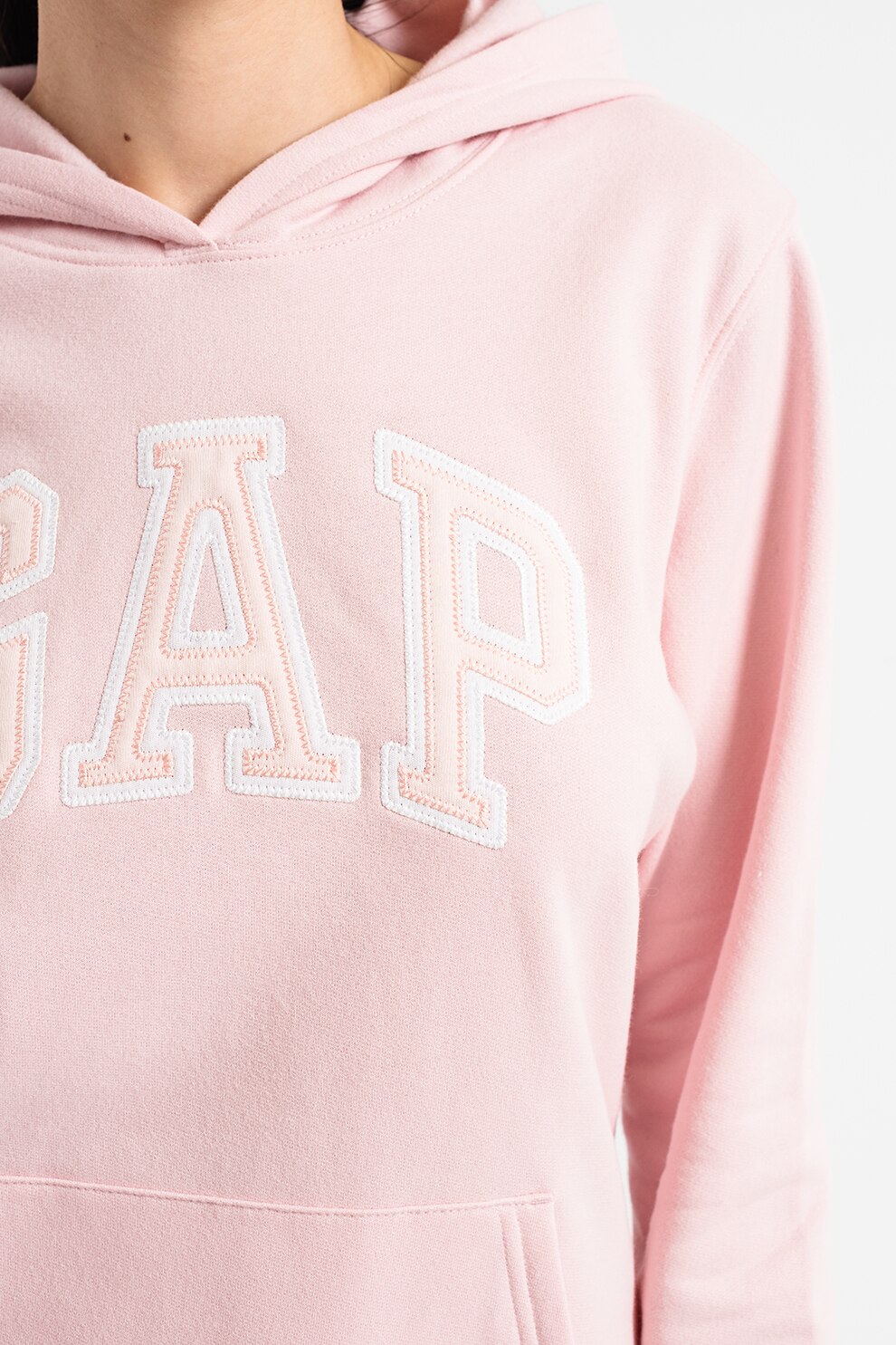 GAP, Худи с бродирано лого и джоб кенгуру, Пастелнорозов, XL - eMAG.bg