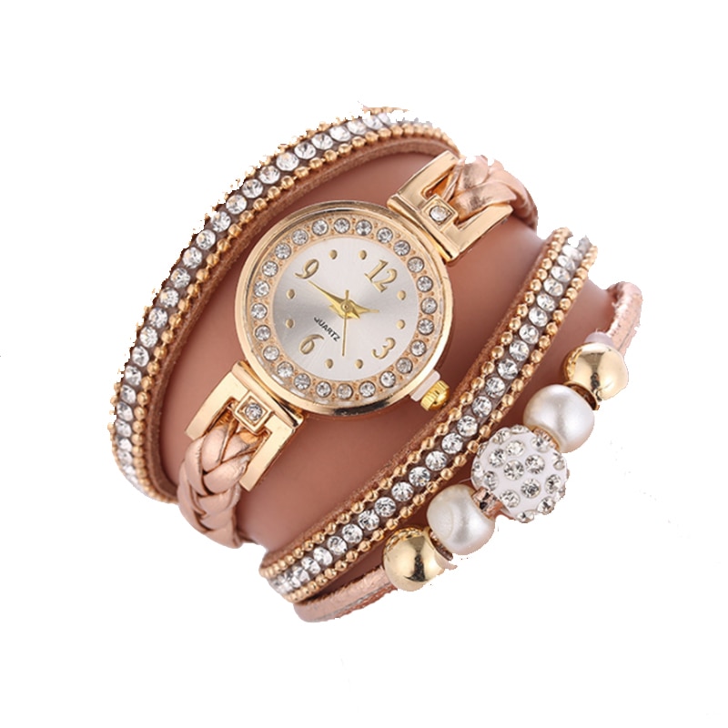 Set ceas dama quartz, Piele ecologica/Aliaj/Inox, Rose Gold - eMAG.ro