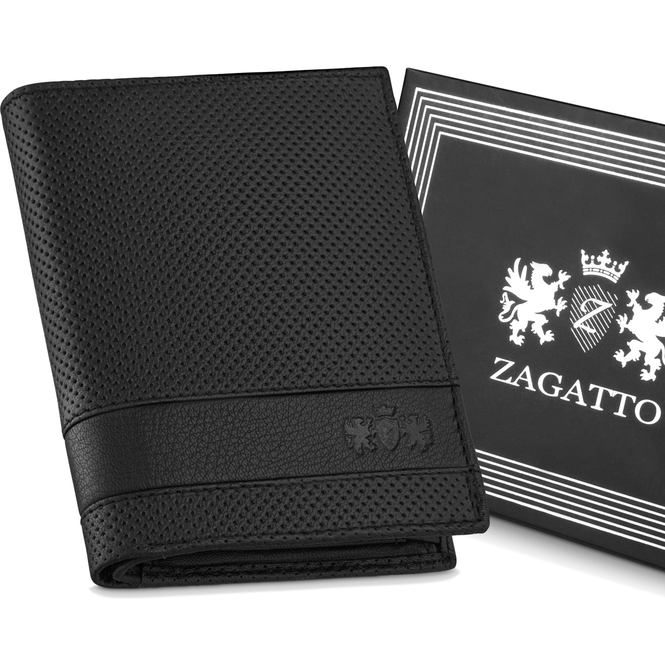 Portofel barbati piele naturala, Zagatto, Negru, Vertical, Protectie ...