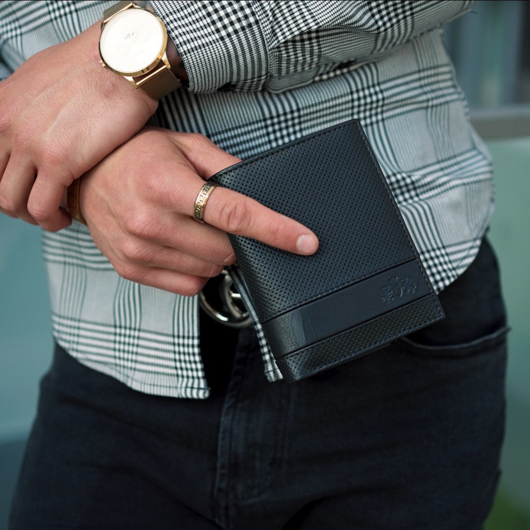 Portofel barbati piele naturala, Zagatto, Negru, Vertical, Protectie ...