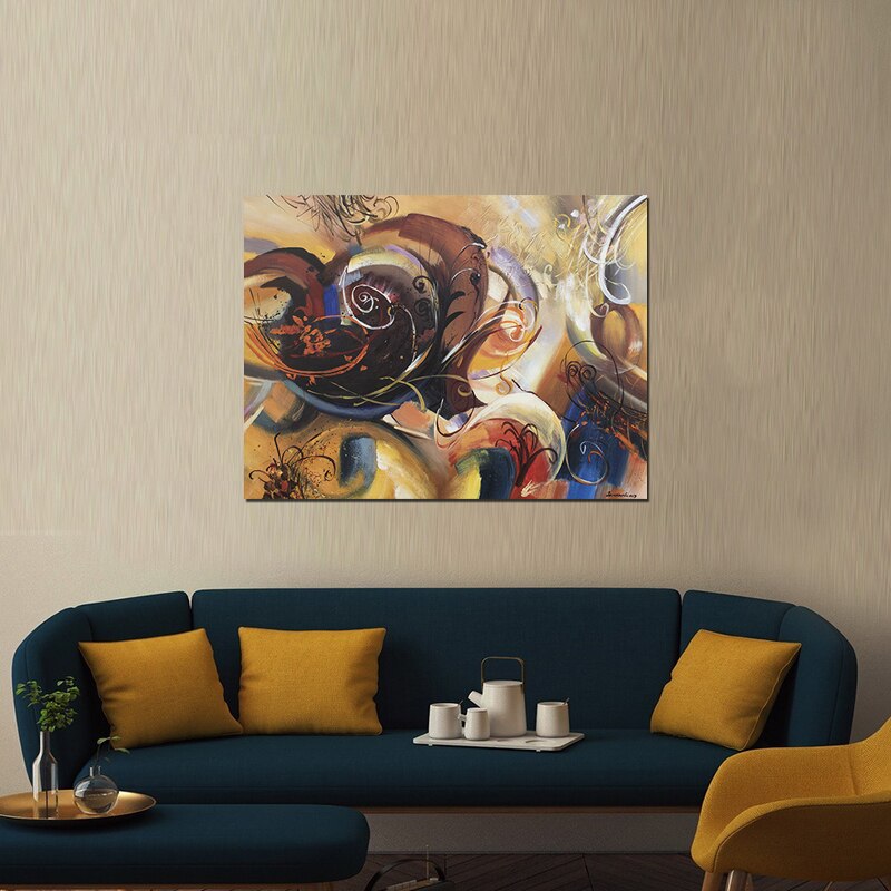 Tablou pictat manual abstract, Artnova, Fantezie, pictura 120x90cm ulei ...