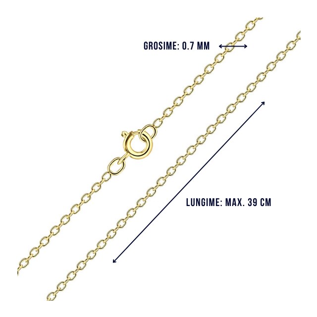 Lantisor din argint placat cu aur 14K, lungime 39 cm, subtire, fin, grosime 0.7 mm - eMAG.ro