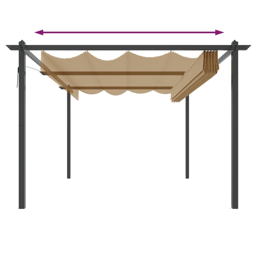 Pavilion de gradina, acoperis retractabil, gri taupe, 4x3 m, Rezistenta ...