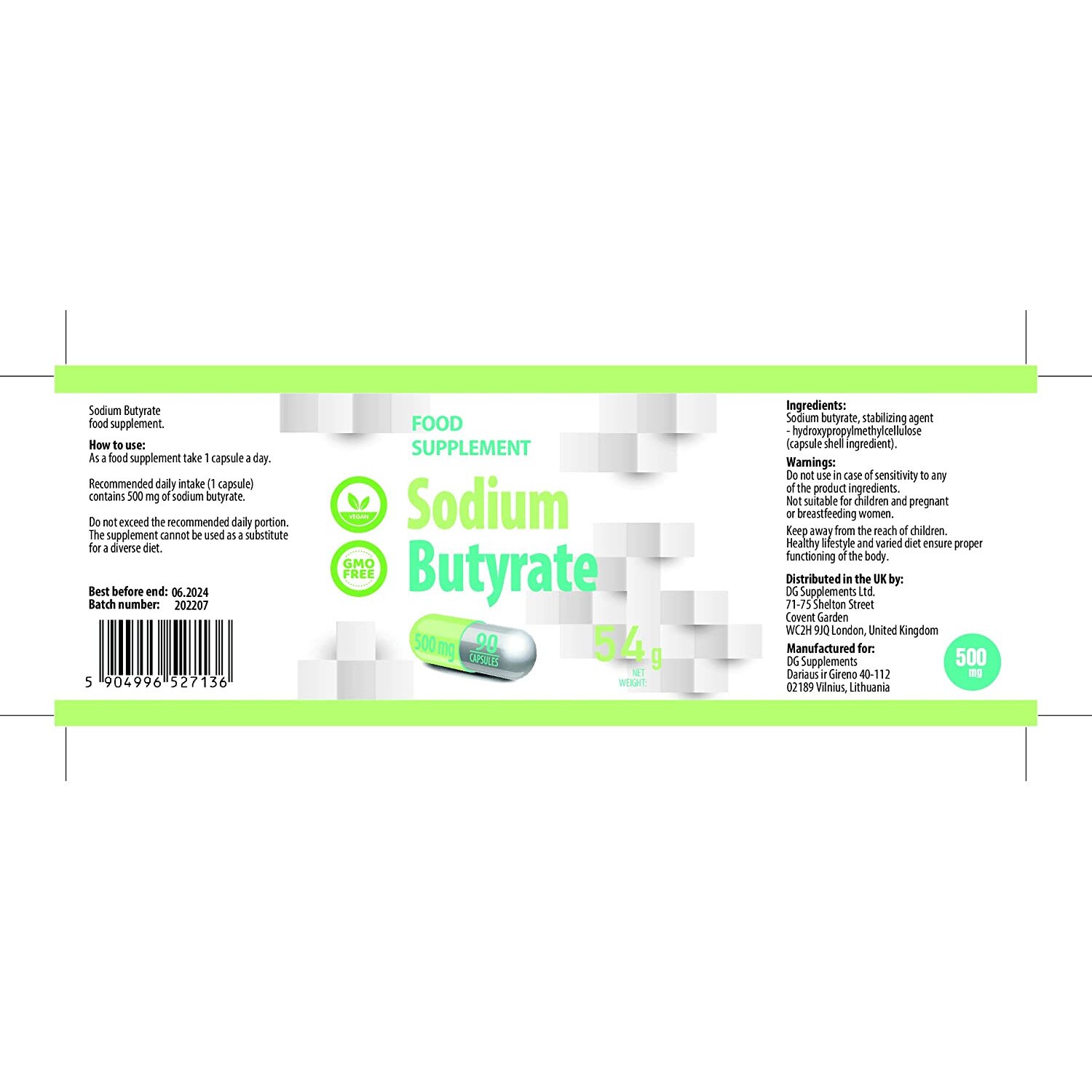 Sodium Butyrate 500mg 90 Vegan Capsule - eMAG.ro