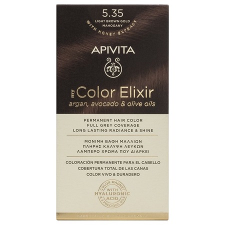 Vopsea de par My Color Elixir saten deschis auriu mahon N5.35, Apivita ...