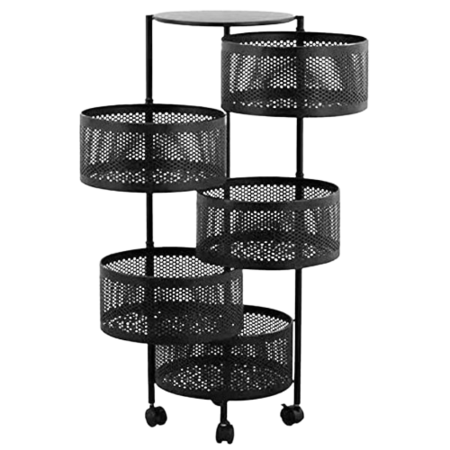 Etajera multifunctionala cu 5 rafturi metalice rotative,95x34 cm ...